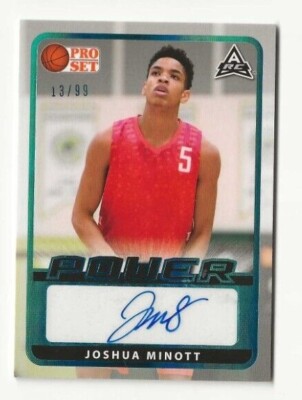 2021 22 JOSHUA MINOTT LEAF PRO SET POWER AUTO BLUE PLATINUM ROOKIE #13/ ...
