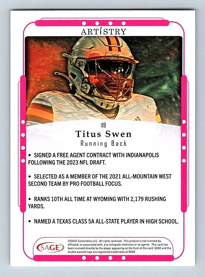 2023 SAGE ARTISTRY BLACK 119 TITUS SWEN WYOMING | eBay