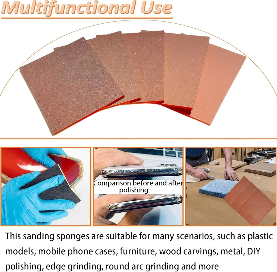 10 PCS 400-3000 Grit Sanding Sponge Set, 4.5 X 5.5 Inch Wet or Dry Hand ...