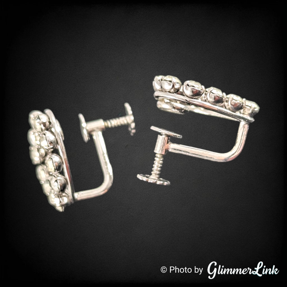 VTG KREMENTZ White Gold Overlay Clear Rhinestone Heart Screw Back ...