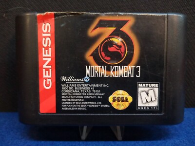 Mortal Kombat 3 (Sega Genesis, 1995) Authentic Game Cart Only TESTED ...