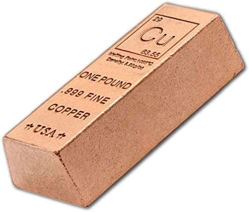 1 Pound Copper Bar Ingot Paperweight - .999 Pure Copper Bar Bullion ...