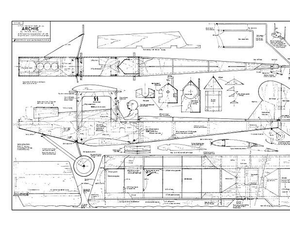 Archie Sport Biplane 50" Wingspan RC Model Airplane Printed Plans ...