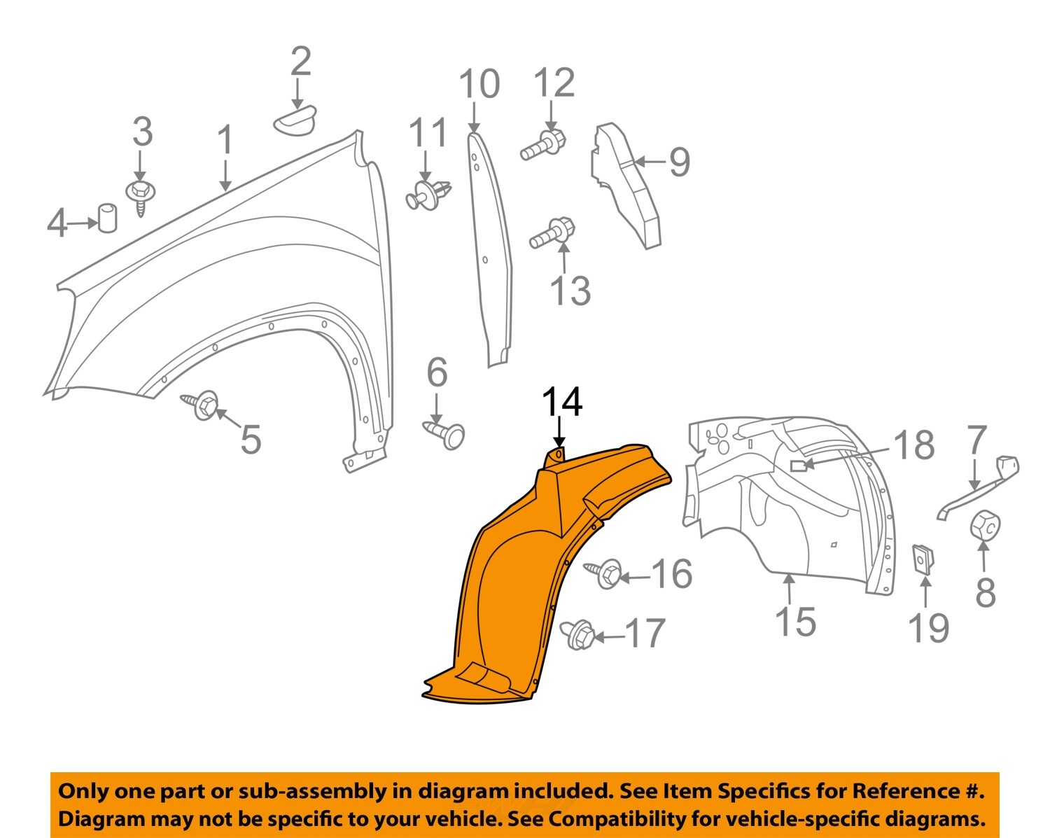 GM OEM 13-17 Acadia Limited Fender Fender Components-Fender Liner ...