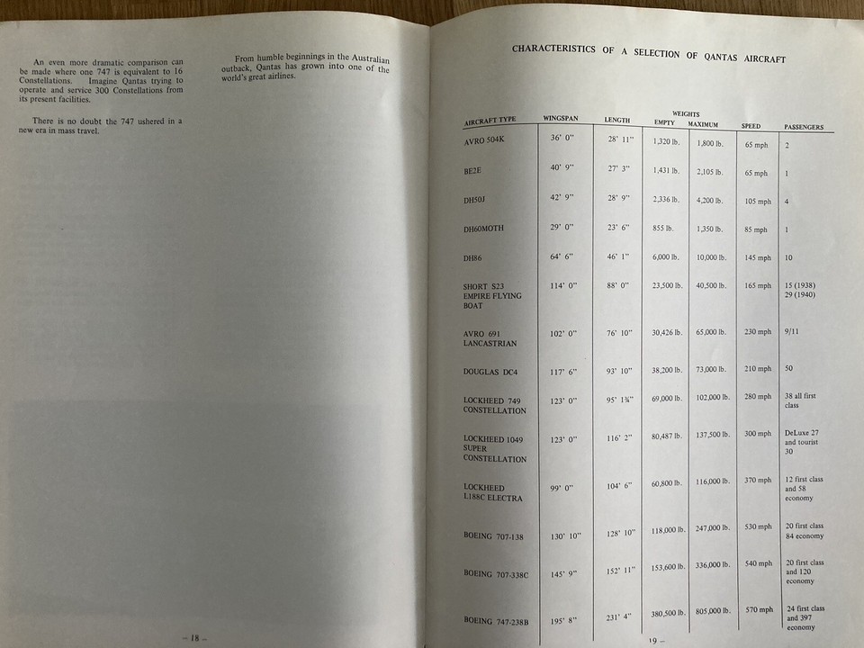 1970s QANTAS AIRWAYS HISTORY BROCHURE B707 B747 CONSTELLATION | eBay
