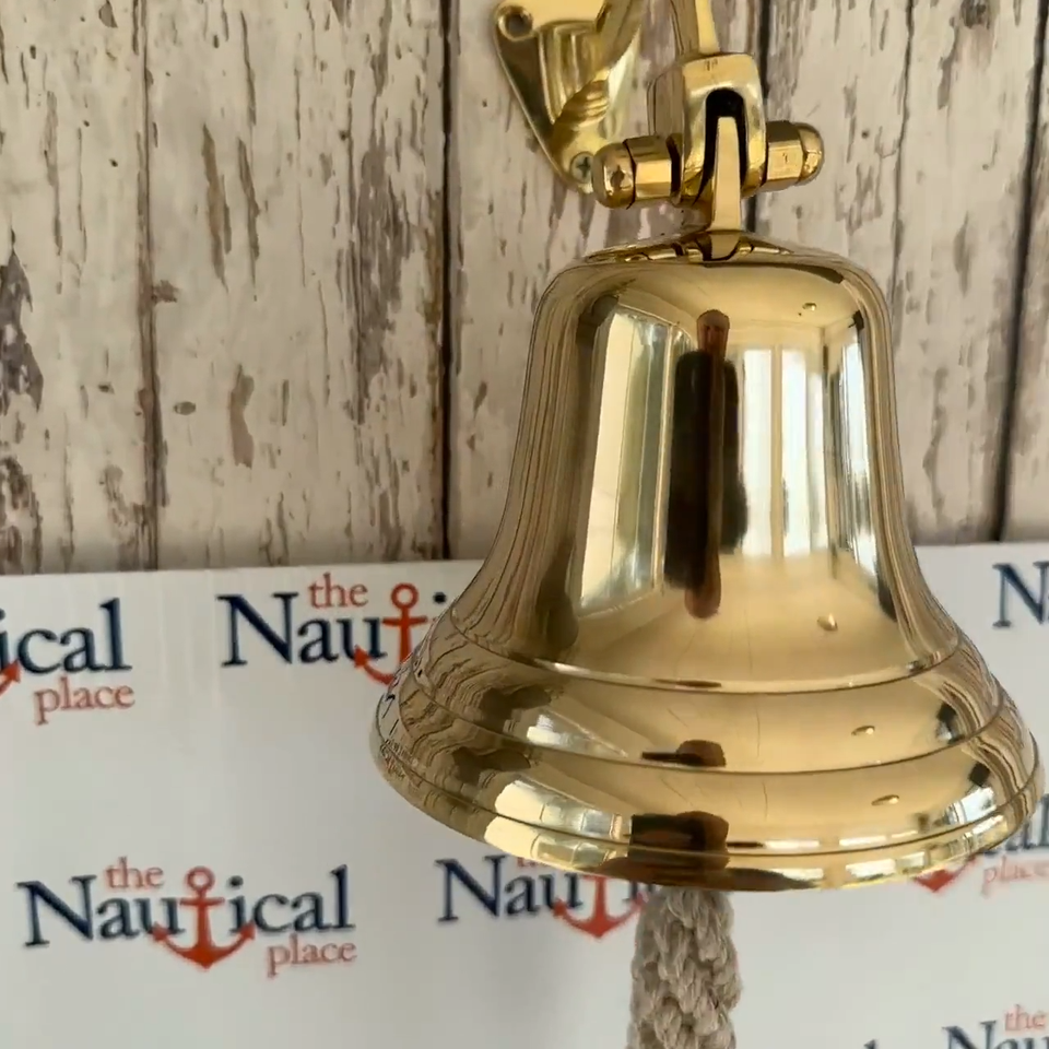 Deluxe Brass Ship Bell w/ Rope Lanyard ~ ~Nautical Maritime Wall Boat ...