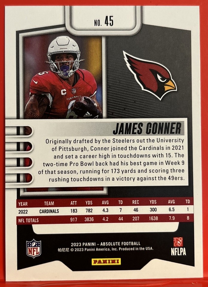 James Conner 2023 Panini Absolute Green Foil Rookie Card #45 Arizona ...