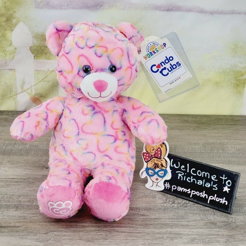 NWT Build A Bear Rainbow Smiles Condo Cub Plush Valentine's Day Hearts ...