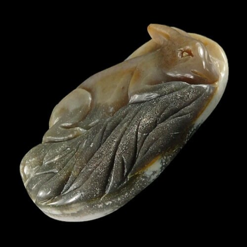 BG18500# Hand Carved Cameo Rabbit Banded Agate Pendant Bead Gemstone | eBay