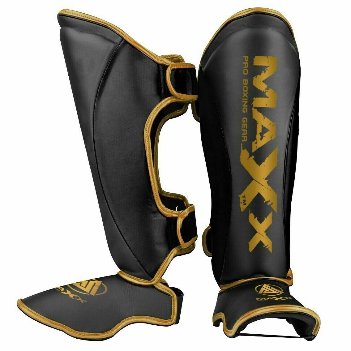Maxx Junior Rex Leath Shin Pads Muay Thai mma Shin Guards Shin Instep Leg Foot | eBay