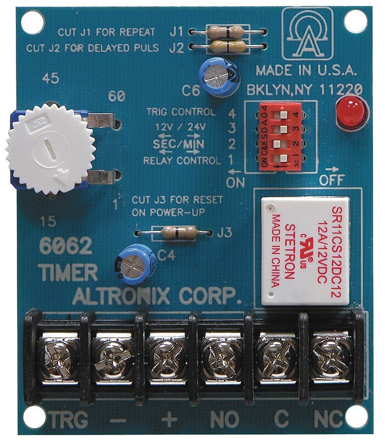 Altronix 6062 Timer, Multi-Purpose, 12/24VDC 1 Second to 60 Minutes ...