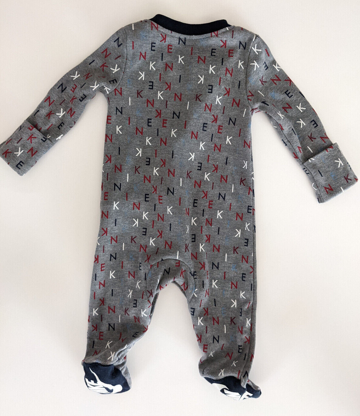 NIKE BABY Sleeper Size 3 Months Graphic Logo Gray Red White Navy Blue ...