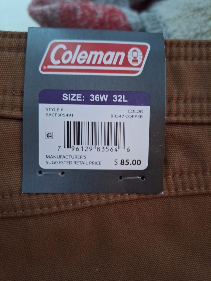 NEW Coleman Fleece Lined Pants Carpenter Stretch Work Canvas Copper Men ...