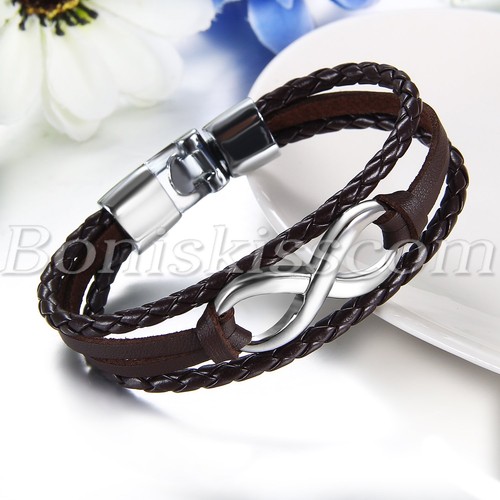 Classical Love Infinity Symbol Multilayer Leather Men Women Bracelet ...
