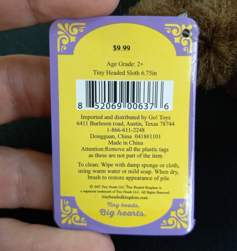 Tiny Headed Kingdom Heep Sloth Plush Bag Backpack Clip Hanger | eBay