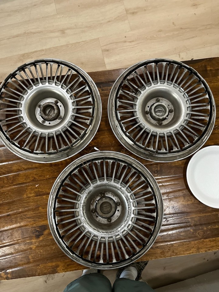 3 Used OEM Ford Set of 3 14 Inch Wire Spinner Hubcaps 1964-1966 Galaxie ...