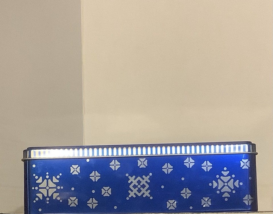 Oreo Cookie Tin Blue White Silver Holiday Box Empty Metal Can Container ...