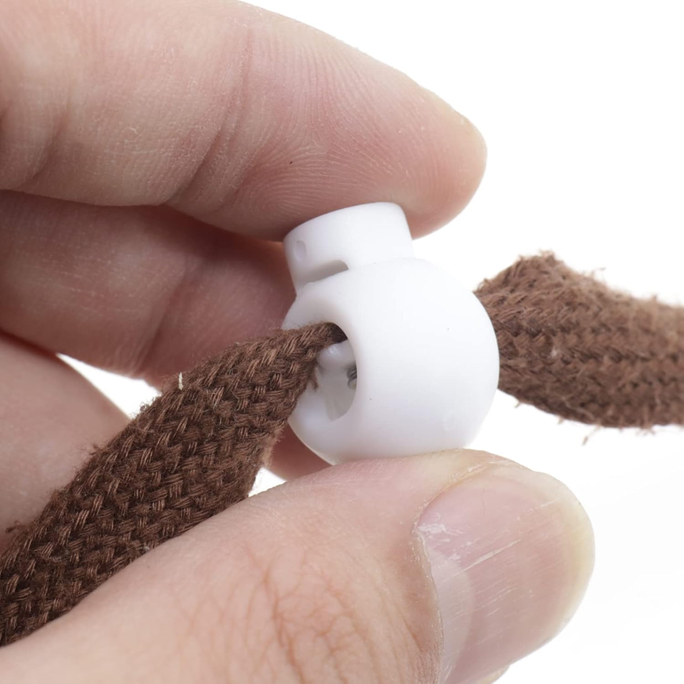 120pcs White Plastic Single Hole Cord Locks, Round Toggle Spring Clips ...