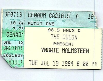 Yngwie Malmsteen Concert Ticket Stub July 19 1994 Cleveland Ohio | eBay
