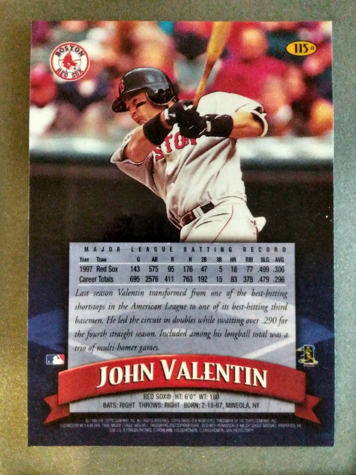 John Valentin 1998 Topps Finest #115 Refractor Boston Red Sox | eBay