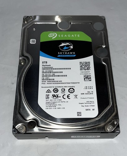 Seagate SkyHawk ST8000VX0022 8 TB SATA III 3.5 in Surveillance Hard ...