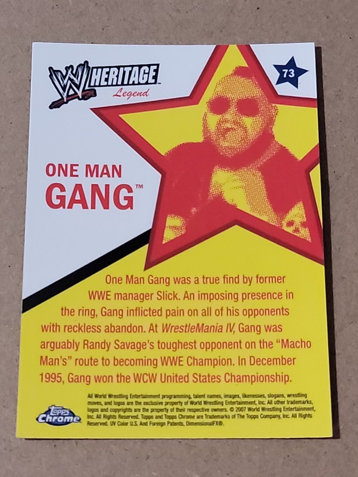 2007 One Man Gang Topps Chrome Heritage WWE Legends #73 | eBay