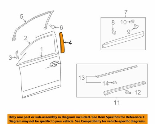 75756-48020 Toyota Moulding, front door window frame, rear lh ...