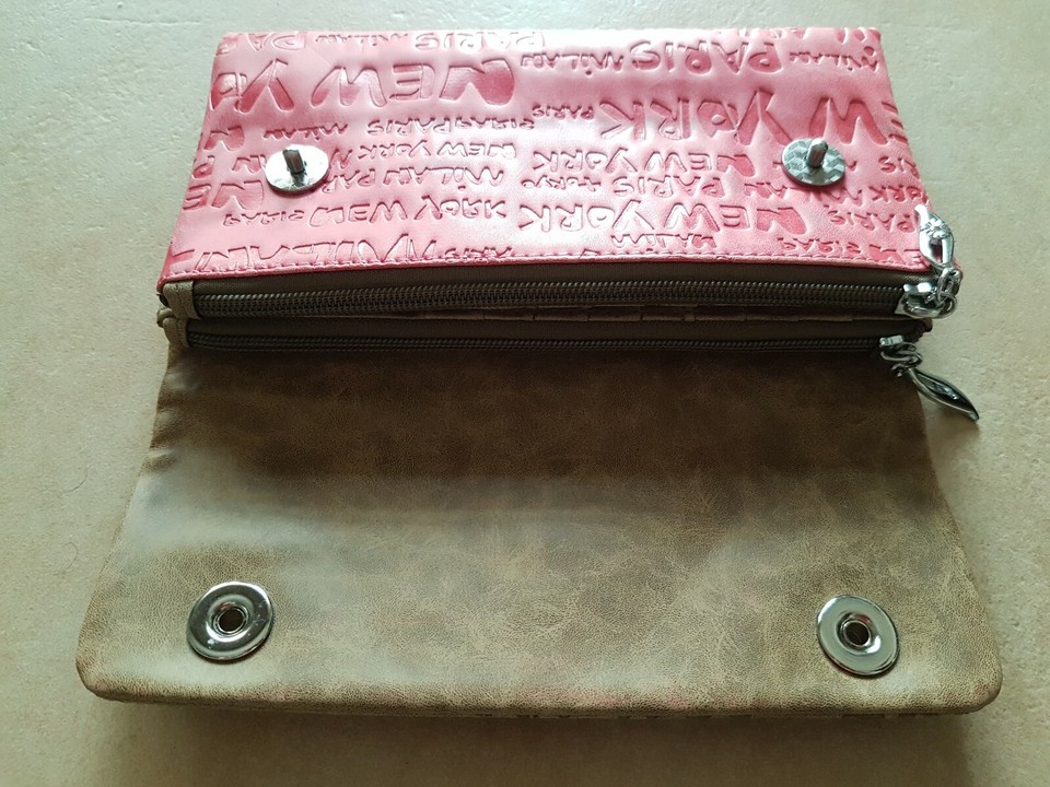 Shauli large Wallet Coffee and Pink for credit card and coins New | eBay