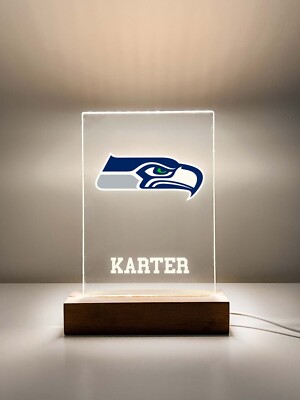 Personalized LED Light Up Wood Stand Seattle Seahawks Football Gift | eBay