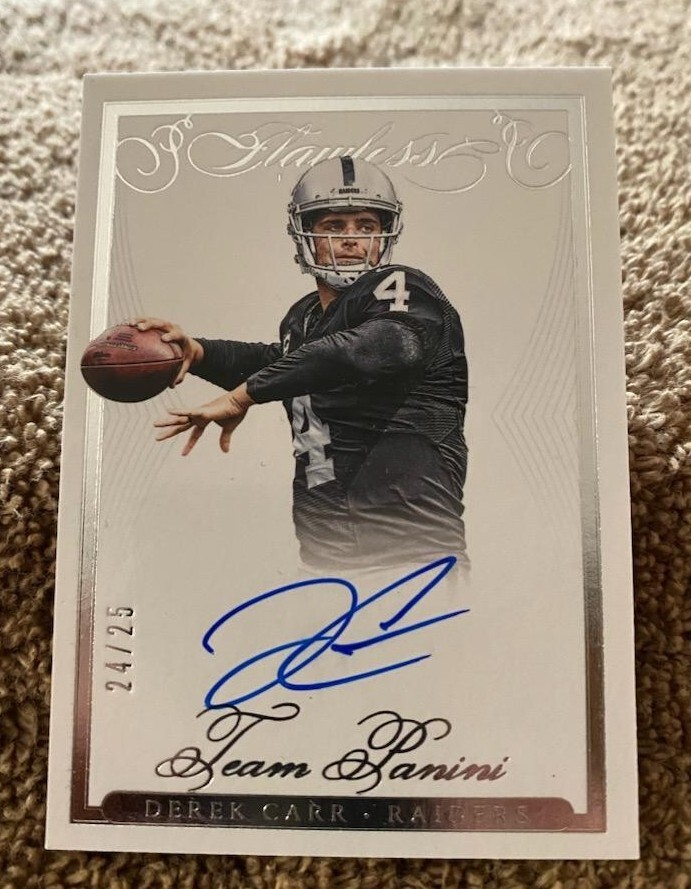 2015-16 Panini Flawless Football Derek Carr Team Silver Auto # 24/25 ...