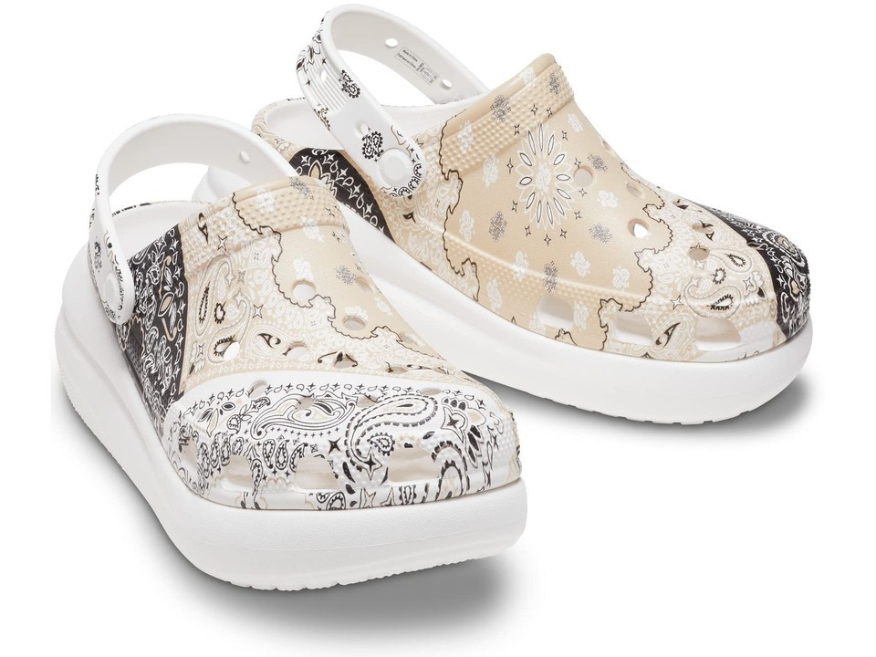 Crocs Unisex Classic Crush Clogs | Platform Shoes, Chai/Multi Bandana ...