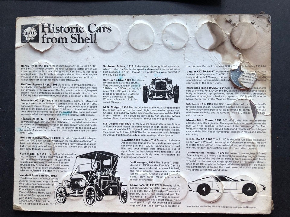 Historic Cars From Shell. Complete Set | eBay UK