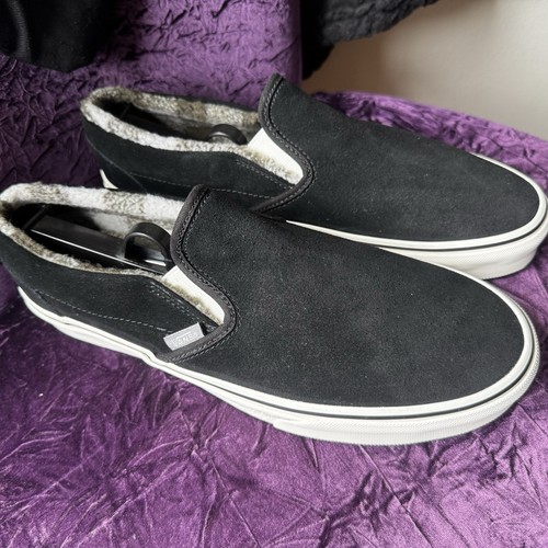 VANS Classic Slip On Sherpa Fur Lined Pewter Suede Size 10 | eBay