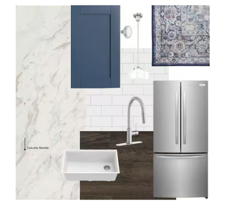 Hampton 8ft Left Miter Laminate Countertop Calcutta Marble Ogee Edge ...