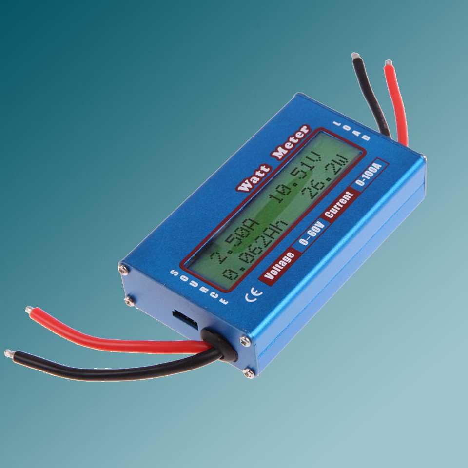 12V 24V Watt Volt Amp Meters LCD Digital Display Solar Wind Analyzers ...