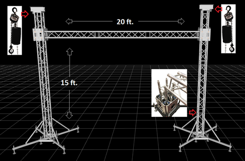 20ft x 15ft Complete Ground Support Truss Lifting Tower Roof System ...