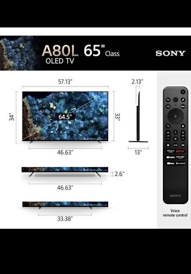 Sony BRAVIA XR A80L 65" 4K UHD OLED Smart TV 27242927360| eBay