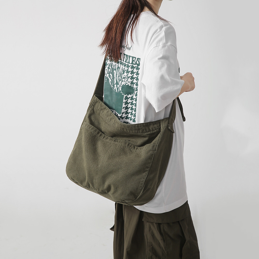 Shoulder Bag Canvas Simple College Student Bookbag Harajuku Satchels ...