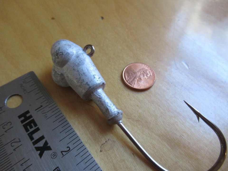 10 - 3 OZ Bubble Head Smiling Bill Jig Heads Striped Bass Fluke Lures ...