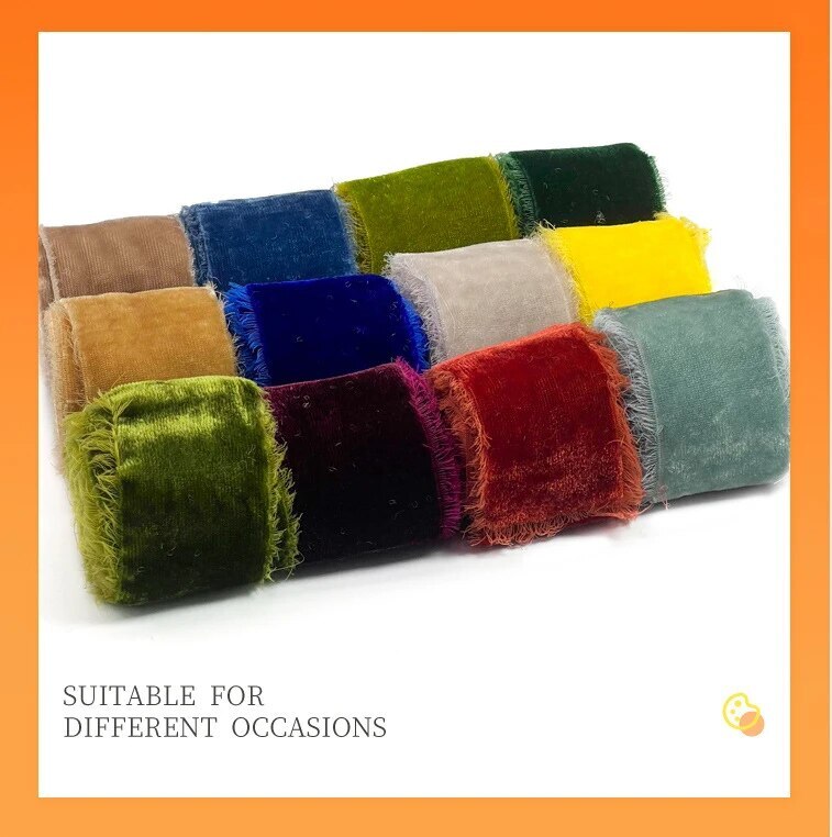 Velvet Ribbon Frayed Edge Trim Handmade Fringe Ribbons Diy Cake ...