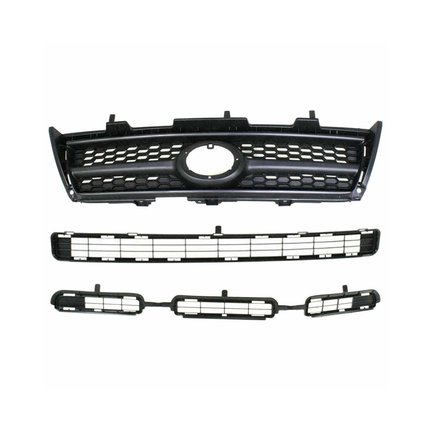 Front Bumper Grille + Upper Grille & Lower Grille For 2009-2012 Toyota ...
