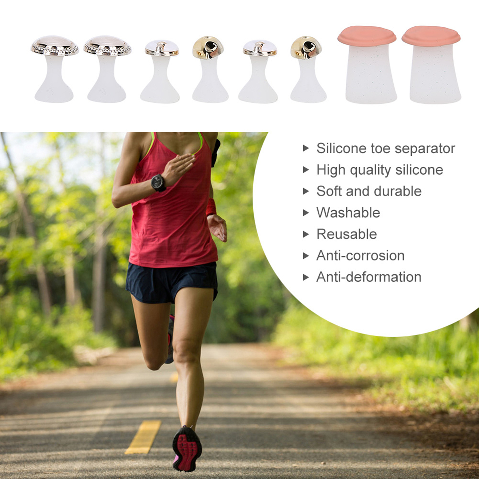 8pcs Silicone Nail Art Toe Separator Washable Reusable Toe Separation ...