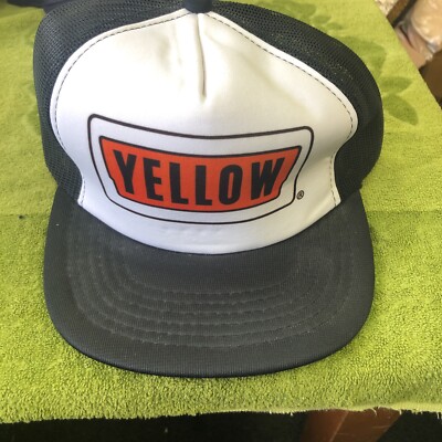 Vintage Yellow Brand Freight Trucking Company Mesh Trucker Snapback Hat ...