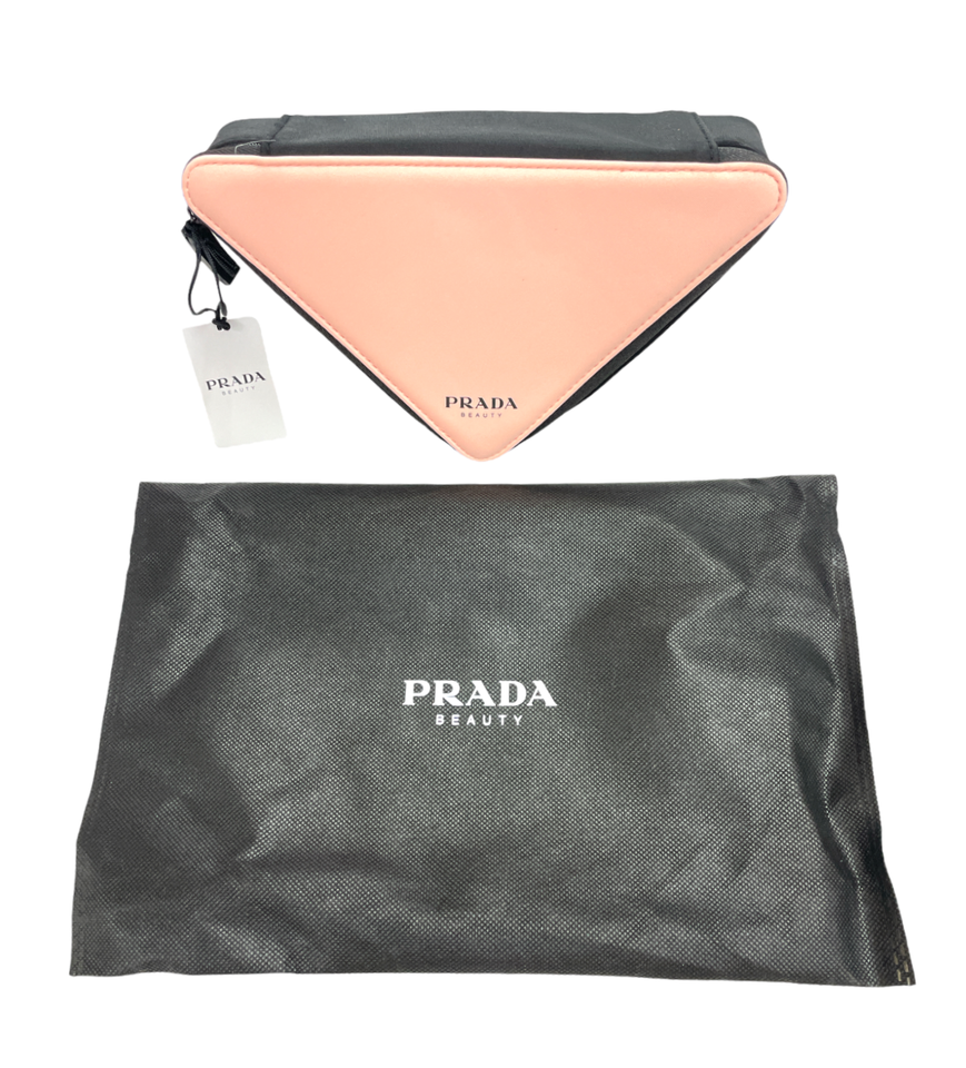 Prada Triangle Clutch Bag Cosmetic Pouch Pink & Black New With Tags | eBay