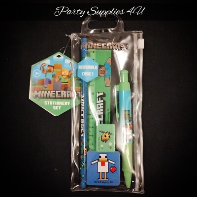 Minecraft Stationery Set/Pencil Case/Eraser/Ruler/Stocking Filler/Back ...