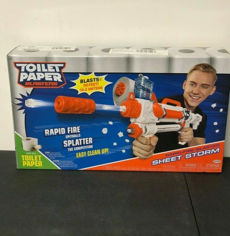 Set of 2 Toilet Paper Blasters Sheet Storm Toy Shoots Rapid Fire ...