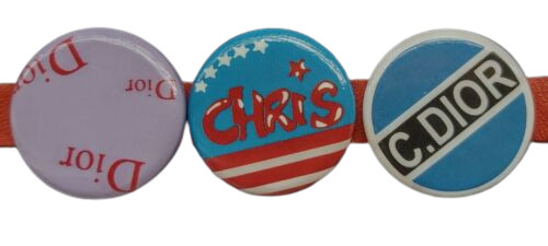 ️CHRISTIAN DIOR RED LEATHER LOGO PINS BADGES bracele… - Gem