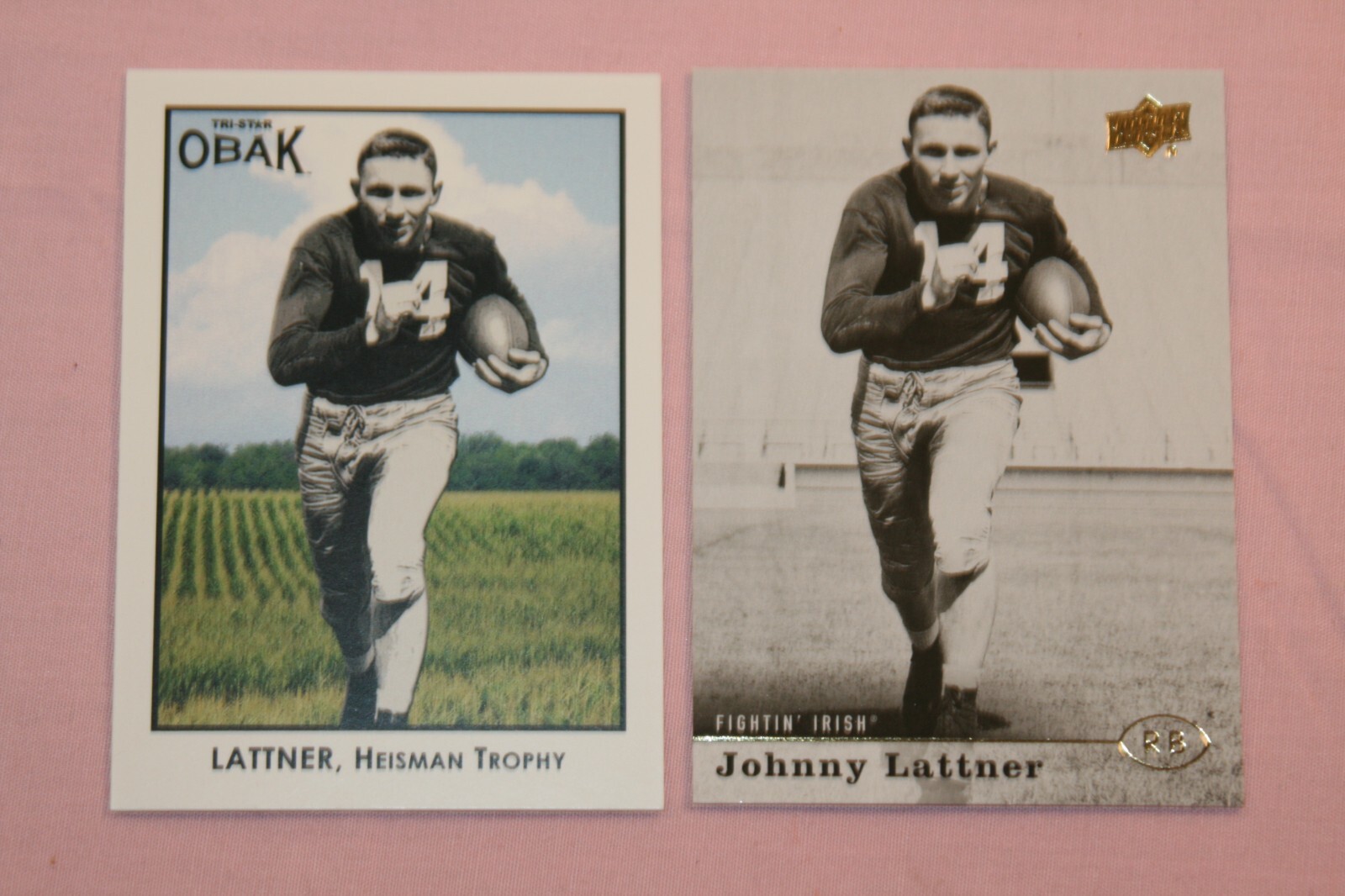 JOHNNY LATTNER LOT OF 2 2011 TRISTAR OBAK e44 2013 UPPER DECK #32 NOTRE ...