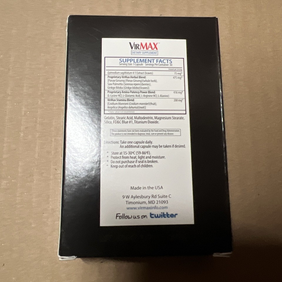 VirMax Men's Male Enhancement - 30 Capsule 3pack EXP:12/2024 ...