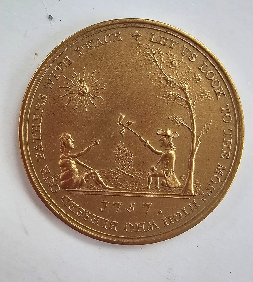 1757 INDIAN WARS 45mm commemorative medal Edward Duffield Philadelphia ...